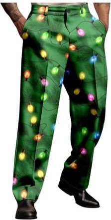 Generic Pantalon de Costume avec imprim&eacute; de No&euml;l pour Homme - Pantalon de Smoking d&eacute;contract&eacute; - Coupe Droite - avec Poche - Costume de No&euml;l Amusant - pour f&ecirc;t