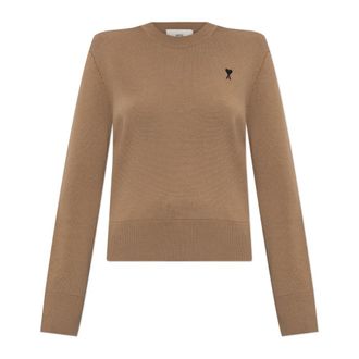 Ami Pullover mit Logo - - Knitwear - Damen - Braun - L