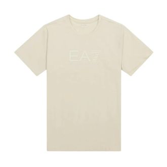 Emporio Armani Homme, Tops, Beige, Taille: XL Beige Logo T-shirt EA7 Style