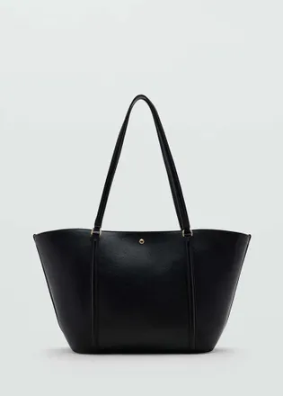 Mango Sac cabas anse double noir - Femme - Taille unique - MANGO
