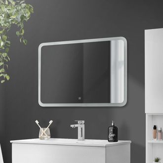 ML Design ML-Design Badspiegel, Wei&szlig;, Led-Spiegel mit Touchschalter 90 x 60 cm, Glas, Badezimmerspiegel mit Beleuchtung, Spiegel, Wandspiegel, Touch-Bedienung, 