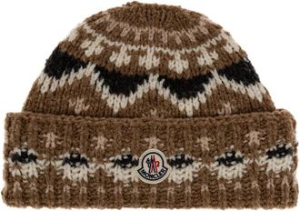 Moncler Wollm&uuml;tze mit Logo - - Accessories - Herren - Braun - ONE SIZE