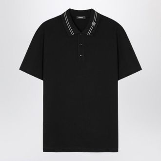 Versace Black polo shirt with Medusa embroidery