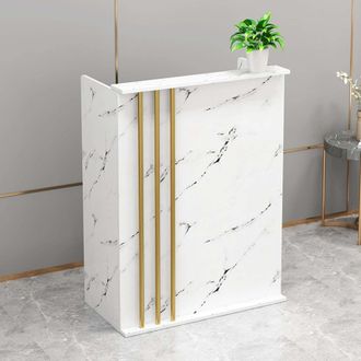 Generic Petite Reception Desk with Lockable Drawers Stylish Checkout Counter for Stores Office and Reception AreasModern Furniture for Efficient Customer Serv