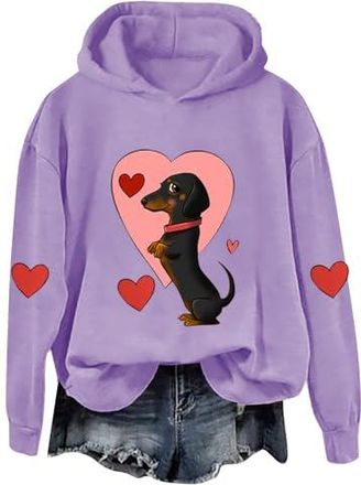 Generic Pull ample &agrave; capuche chaud &agrave; manches longues pour femme - Sweat de Saint-Valentin amusant - Motif coeur - Chemises d&eacute;contract&eacute;es &agrave; manches longues, vi