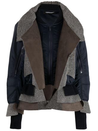 Undercover veste bomber zippé à design patchwork - Bleu