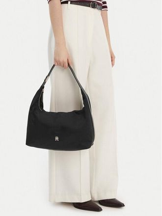 Tommy Hilfiger Handtasche Th Go Hobo Nylon AW0AW18229 Schwarz