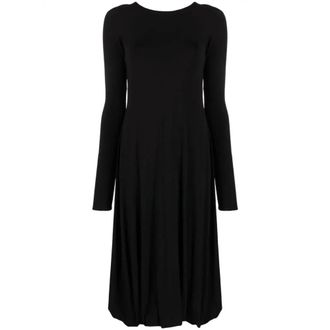 Jil Sander Lang&auml;rmeliges Midikleid - - Dresses - Damen - Schwarzk - 2XS