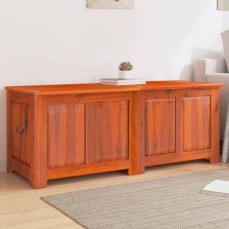 vidaXL Coffre de rangement avec couvercle marron bois massif dacacia