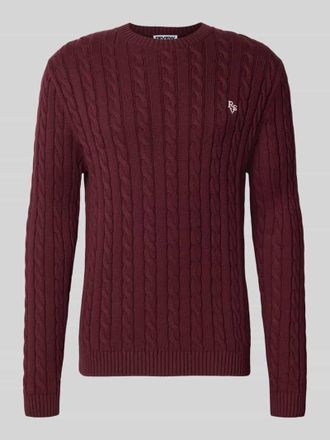Review Slim Fit Strickpullover aus reiner Baumwolle mit Zopfmuster