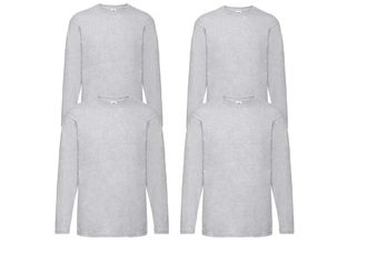 Fruit Of The Loom 4er Herren Longsleeve Baumwolle Tshirt Langarm Shirt Sets Verschiedene Farbsets M L XL 2XL 3XL 4XL 5XL & HLKauf-Block (3XL, 4X Grau & 1x HLKauf-Block)