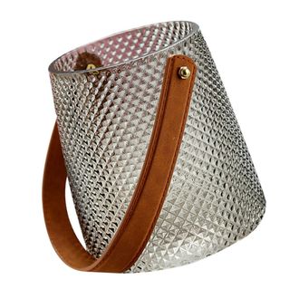 BESPORTBLE Handgehaltene Glasvase mit Ledergriff Kleine Kreative Blumenvase in Grau Dekorative Tischvase f&uuml;r Frische Blumen und Trockenblumen Vielseitige Gartend