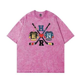 Generic T-shirt HeatRivalry Hollander Rozanov en coton d&eacute;lav&eacute; unisexe &agrave; manches courtes d&eacute;contract&eacute; col rond, rose, 3XL