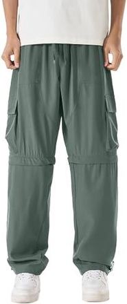 Generic Pantalon &agrave; coupe d&eacute;contract&eacute;e pour homme avec taille &eacute;lastique pour les trajets quotidiens et le printemps, pantalon doux et confortable, vert clair, 