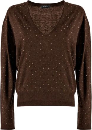 Nenette Pull &agrave; micro-strass - Femme - Pulls - Brun - Taille: 36 FR