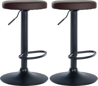 Clp Lot de 2 tabourets de bar Ponte en similicuir Marron M&eacute;tal noir mat
