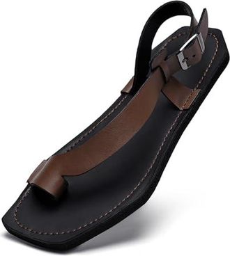 Generic Tongs tendance en cuir pour homme, marron, 38 2/3 EU