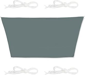 Relaxdays Sonnensegel Trapez, 3 x 4 x 2 x 2 m, wasserabweisend, UV-best&auml;ndig, mit Spannseilen, Terrasse, Balkon, grau