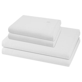 ROSS 4 teiliges Frottier-Set - Pique (2 X Handtuch 2 X Duschtuch im Set) - 520 g/m2 - Baumwolle - Pique - saugstark - weich und flauschig - Ecru