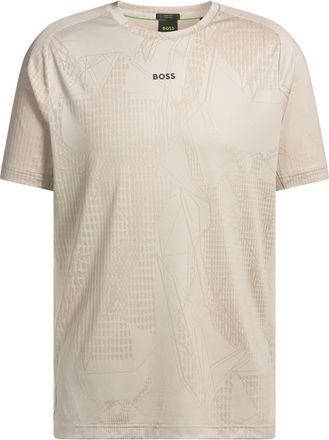 BOSS Herren Tee Desert Active Sportives T-Shirt mit Jacquard-Muster und feuchtigkeitsableitendem Finish Hellbeige M