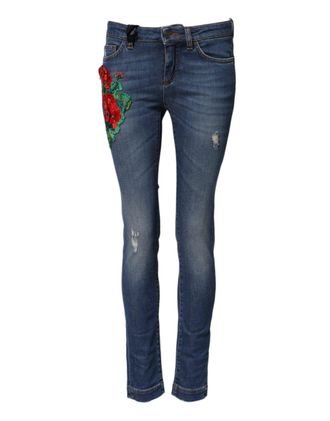 Dolce & Gabbana Womens Blue Cotton Low Waist Skinny Denim Jeans Elastane Clothing