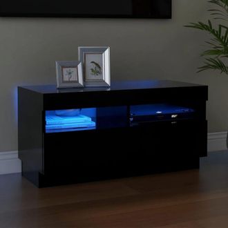 vidaXL Vidaxl - Meuble tv avec lumi&egrave;res led noir 80x35x40 cm