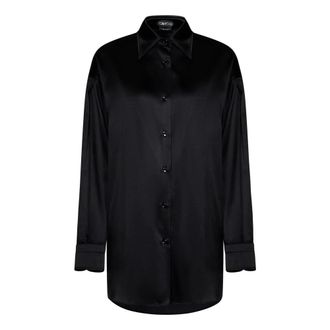 Tom Ford Femme, Blouses et Chemises, Noir, Taille: 38 FR Chemise Relax Coupe D&eacute;contract&eacute;e en Satin de Soie Stretch