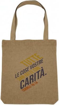 Fabulous Sac Shopping Tote Bag Aspect Lin - Corinzi 16:14 Bible Verse Spiritual Religious Quote - Sac de Courses Toile Epaisse 360g Beige Naturel Cabas Port&eacute; E