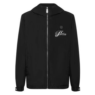 Philipp Plein Homme, Vestes, Noir, Taille: L Nylon Hooded Windbreaker Teddy