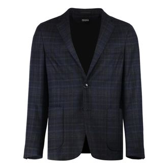 Ermenegildo Zegna Homme, Vestes, Bleu, Taille: XL Veste en Laine avec Revers et Poches