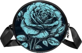 Generic Sac &agrave; bandouli&egrave;re Circle pour femme, petit sac &agrave; bandouli&egrave;re bleu noir rose avec fermeture &eacute;clair, bretelles r&eacute;glables, sac &agrave; main rond d&eacute;contract&eacute; po