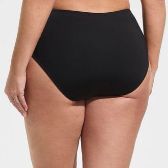 Lands End Mid Waist Bikinihose, Damen, Gr&ouml;&szlig;e:48 plus, Schwarz, Nylon-Mischung, by Lands End