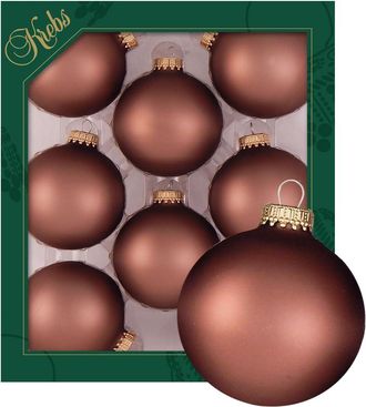 Krebs Glas Lauscha Weihnachtsdekoration/Christbaumschmuck aus Glas - Unifarbende Kugeln Kokosnussbraun - Menge: 8 St&uuml;ck - Farbe: Braun Matt - Gr&ouml;&szlig;e: ca. 7 cm