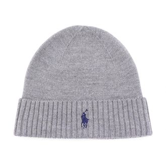 Polo Ralph Lauren Bestickte Wollm&uuml;tze mit Frontfalte - - Accessories - Herren - Grau - ONE SIZE