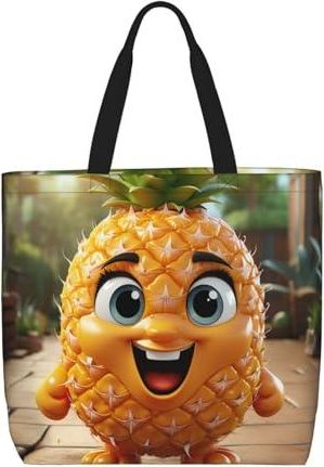 Generic Ananas De Dessin Anim&eacute; Sac &Agrave; Bandouli&egrave;re D&eacute;contract&eacute; Sacs De Courses L&eacute;ger Sac Courses Pour Plage Travail Universit&eacute;
