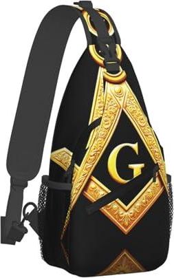 Generic Antivol Sacoche Homme Bandouliere Franc-ma&ccedil;onnerie dor Sac Bandouli&egrave;re L&eacute;ger Crossbody Bag pour Randonn&eacute;e Femme &eacute;cole