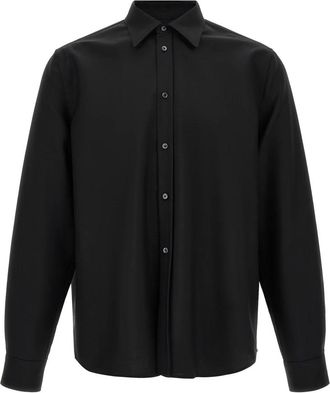 Jil Sander Homme, Chemises, Noir, Taille: XL 240 Mohair Wool Canvas Shirt