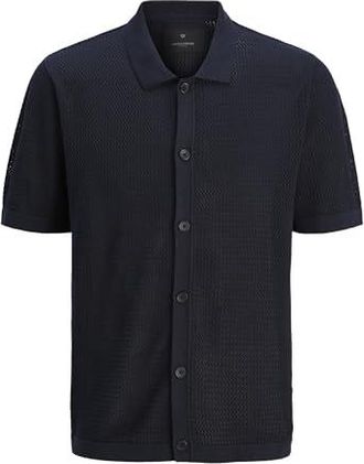 Jack & Jones Male Einfarbig Freizeithemd Jprblaarto Knit Polo SS, Bleu Nuit, XL Hommes