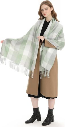 Miss Lulu Winter Schal Damen Oversized - kuschelig warmer karierter Wollschal mit langen Fransen, Weihnachtsschal f&uuml;r Frauen, Mama & Freundin oder f&uuml;r Alltag (G