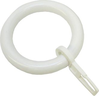 Gardinia Gardinenringe f&uuml;r Gardinenstangen &Oslash; 28 mm, Mit Gardinenhaken, 10 St&uuml;ck, Ring-Breite 8 mm, Kunststoff, Wei&szlig;