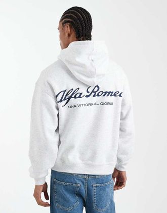 Cotton On Sweat &agrave; capuche coupe carr&eacute;e avec imprim&eacute; Alfa Romeo - Blanc