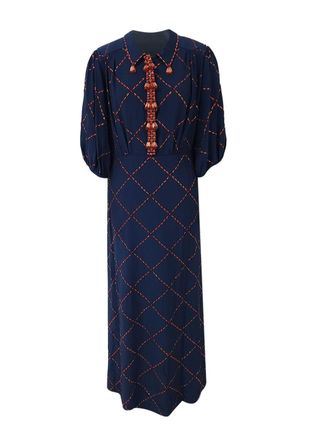 Jenny Packham Navy Bead Embellished Midi Dress Size XL