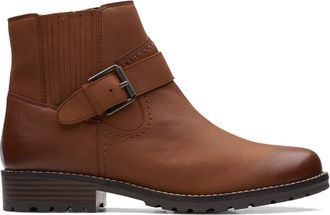 Clarks Damen Clarkwell Strap Mode-Stiefel, Dark Tan Lea, 35.5 EU