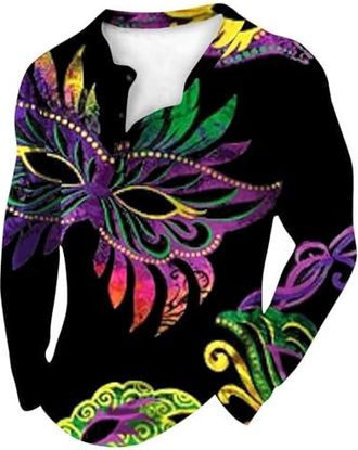 Generic Sweat-shirt pour homme sans capuche - Costume de carnaval avec col 1/4 - T-shirt &agrave; manches longues confortable et doux - T-shirt dext&eacute;rieur imprim&eacute; te