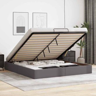 vidaXL vidaXL Cadre de lit ottoman sans matelas gris 200x200 cm similicuir