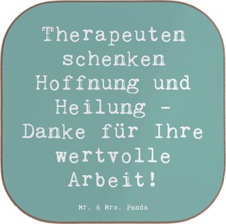 Mr. & Mrs. Panda Untersetzer Gläser Spruch Therapeut Dankeschön - Geschenk, Hilfe, Tischuntersetzer, Bedanken, Patienten, Holzuntersetzer, Tassenuntersetzer, Dankbarke