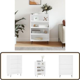 vidaXL Buffet haut blanc 57x35x90 cm bois dingénierie - Buffet Design Moderne - Meuble Rangement Cuisine - Armoire Blanche - Étagère Ouverte - Pied Metal