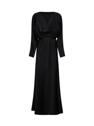 Max Mara Womens Black Lightweight Satin Long Dress Triacetate