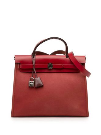 Herm&egrave;s 2020 Toile Herbag Zip Retourne Verso Satchel 31cm - Rot