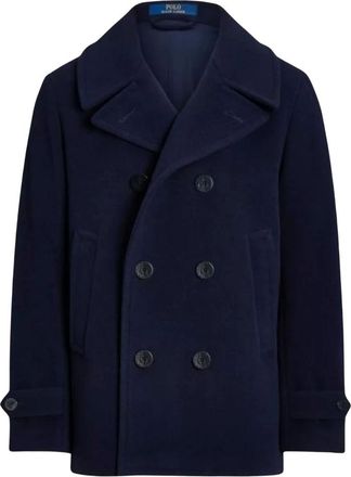 Ralph Lauren Homme, Manteaux, Bleu, Taille: S Manteau crois&eacute; en m&eacute;lange de laine